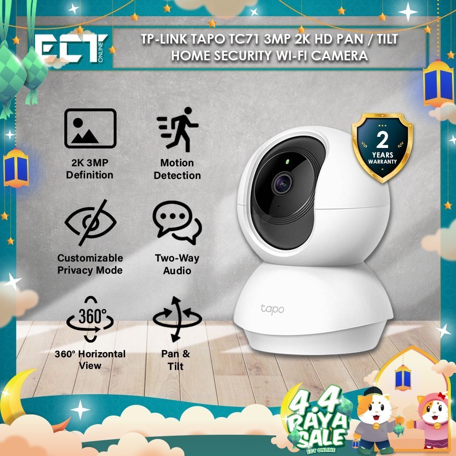TP-Link Tapo TC71 3MP 2K HD Pan / Tilt Home Security Wi-Fi Camera with ...