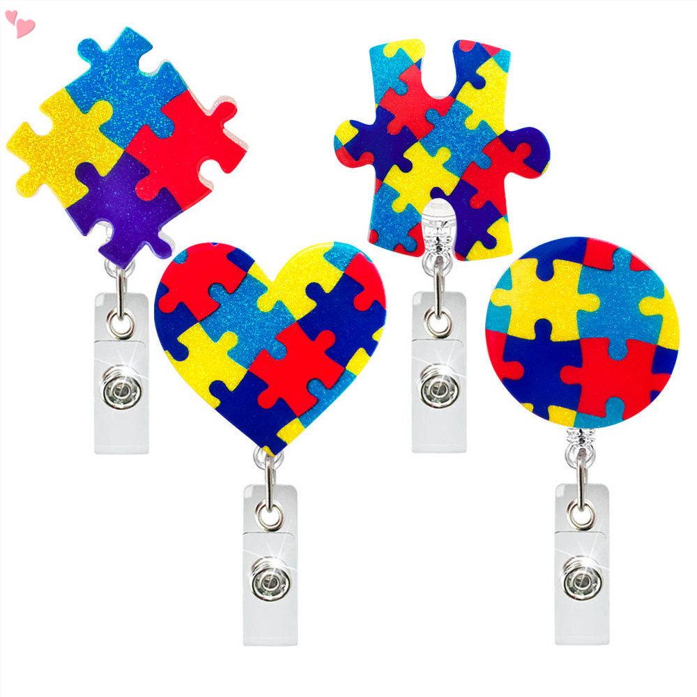 Autism Awareness Badge Reels Retractable with ID Clip Cute Badge Reels ...
