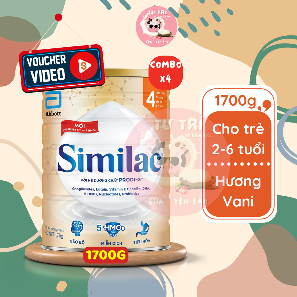 Combo of 4 cans of Similac 4 Abbott milk 1700g 5G Nutrition for children 2-6 years old. | Shopee ...