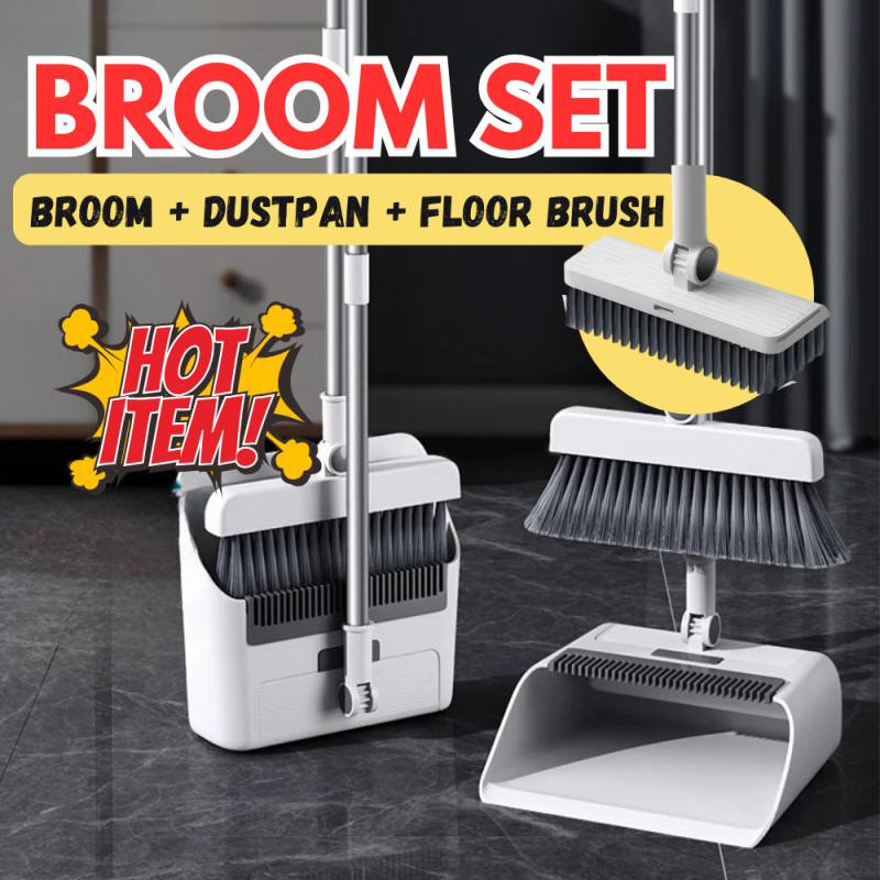 Trending Floor Broom Set Penyapu Penyodok Berus Lantai Broom Dustpan ...