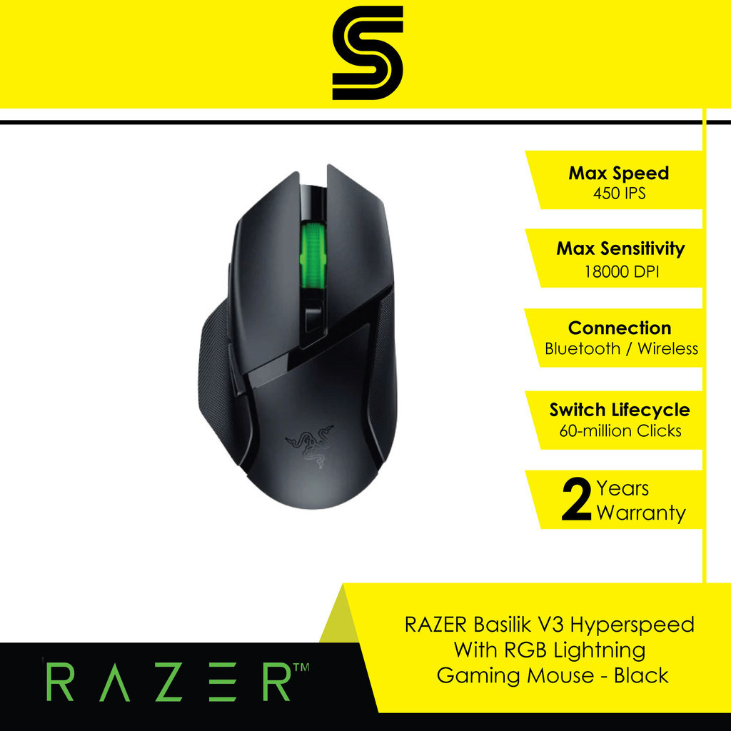 RAZER Basilik V3 Hyperspeed With RGB Lightning Gaming Mouse - Black ...