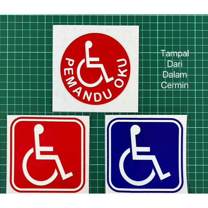 Sticker Cermin OKU / Pemandu OKU Design (Blue / Red) Printing Sticker ...