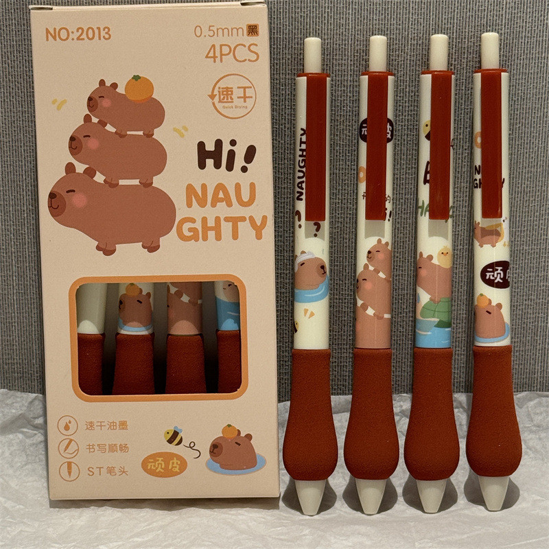 4Pcs/set Cartoon Cute Capybara Sponge Pen Black Ink Student Writing ...