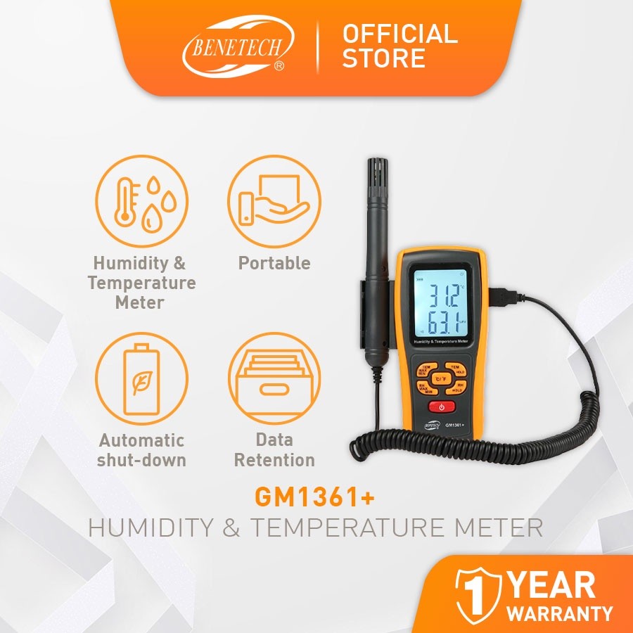 Benetech GM1361+ Digital LCD Humidity & Temperature Meter with ...