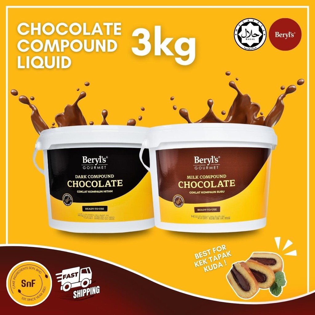3kg Berlys Gourmet Chocolate Beryls Coklat Cair Beryl's Chocolate ...