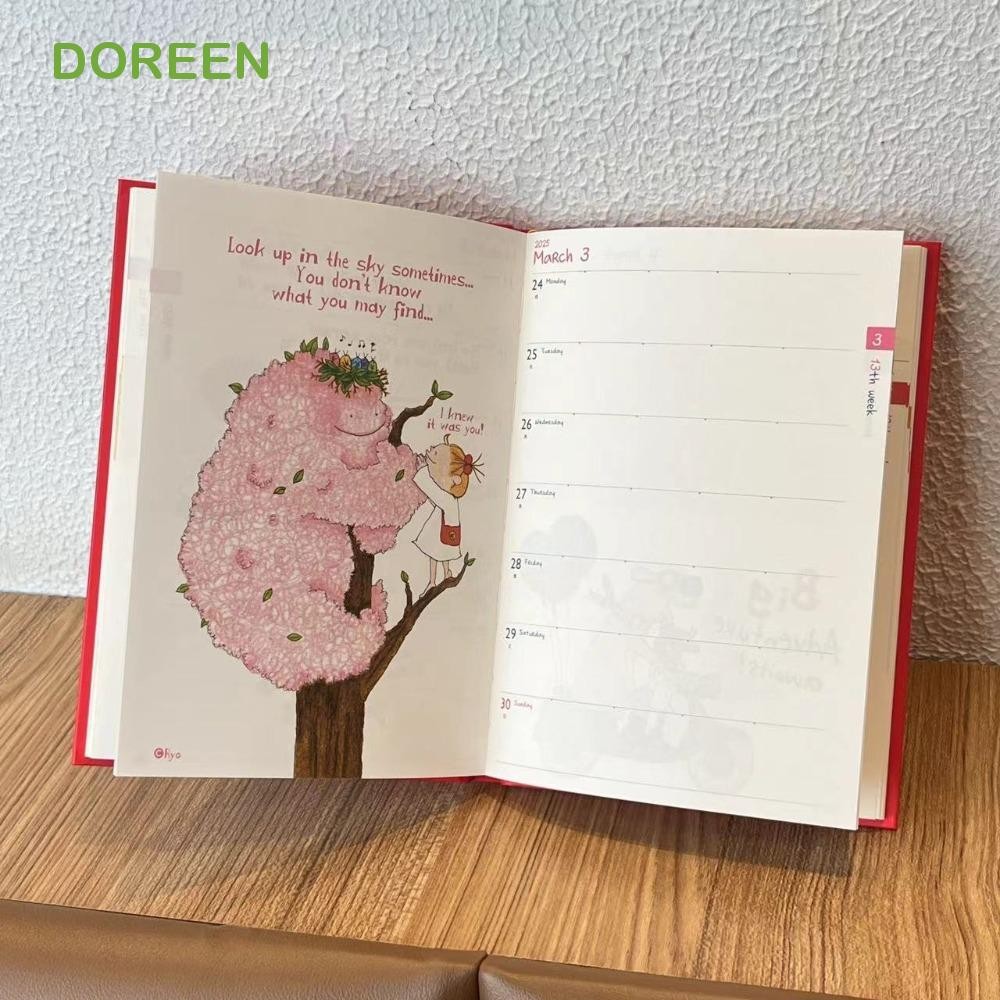 DOREEN Cartoon Coco Schedule Book, With Index Tags Coil 365 Days ...
