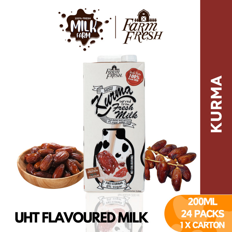 Milk Farm | Farm Fresh UHT Kurma 200ml x 24pack | Shopee Malaysia