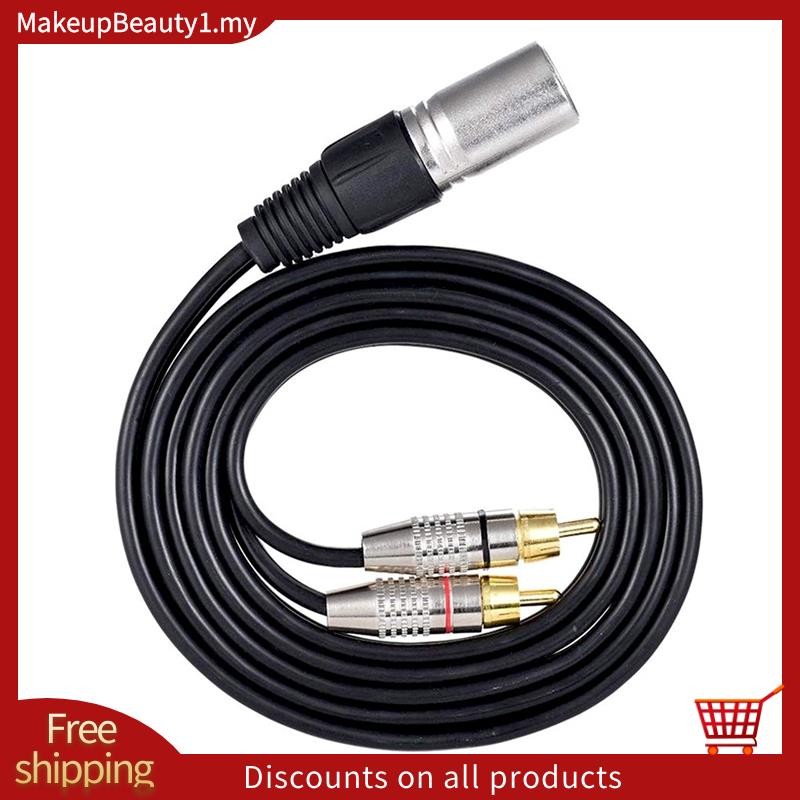 [In Stock]1 XLR Male to 2 RCA Male Plug Stereo Audio Cable Connector Y ...