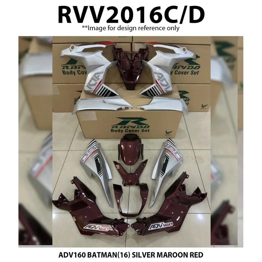 Cover Set Rapido Honda ADV160 ADV 160 BATMAN (16) Red Motor Body Set ...