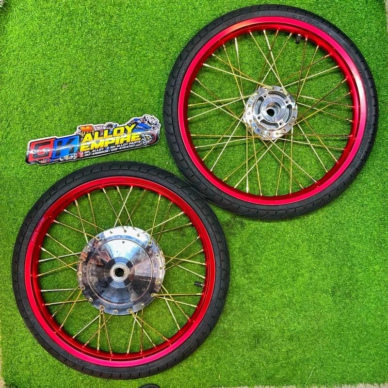 SET RIM ALLOY 17 x 1.40 DEPAN DAN BELAKANG SIAP TAYAR PNP MOTOR SCOOTER ...