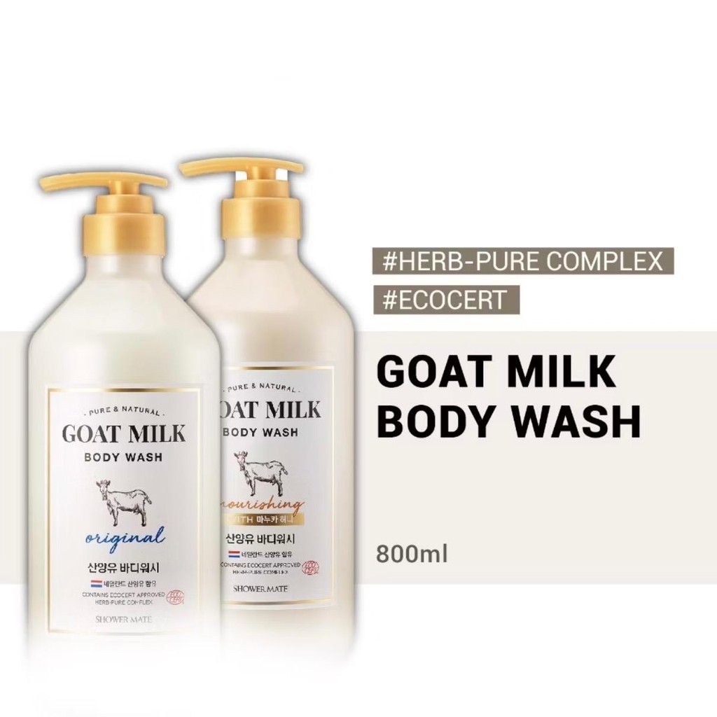 【Buy 1 Free 1】Shower Mate Goat Milk Body Wash 800ml- Original / Manuka ...
