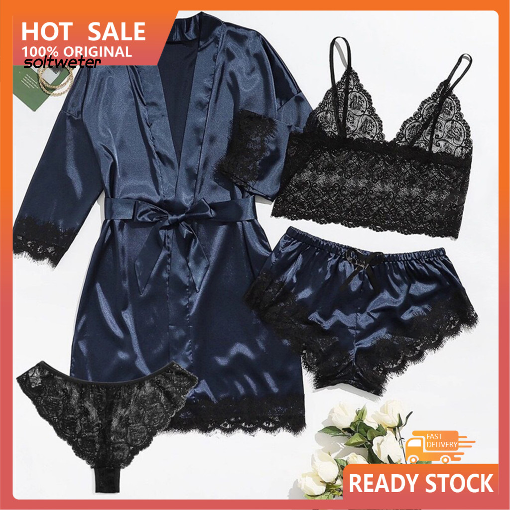 ST| Loose Women Nightgown Sexy Women Robe Sexy Lace Nightgown Set with ...
