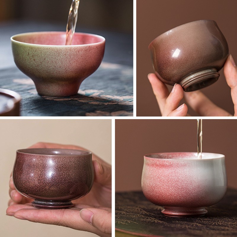 Jed Merah Jambu/Celadon Buatan Tangan Cawan Meditasi Zen berbahan kayu ...