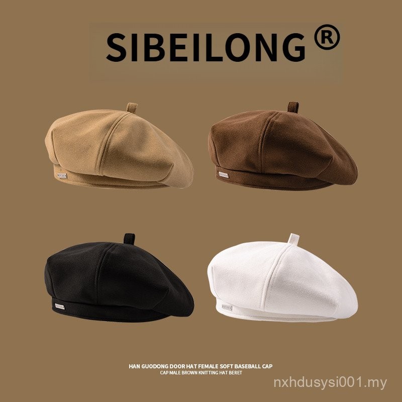 Beret Selebriti Internet Gaya Korea Baru Hitam Besar Kepala Octagonal ...