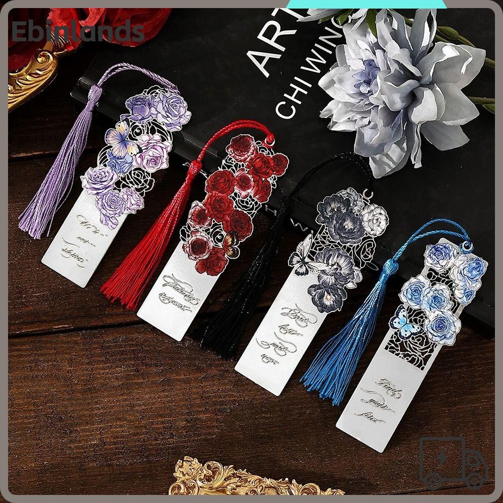 LUCKY-EBINLANDS Metal Bookmark, Hollow Design Aesthetic Floral Book ...