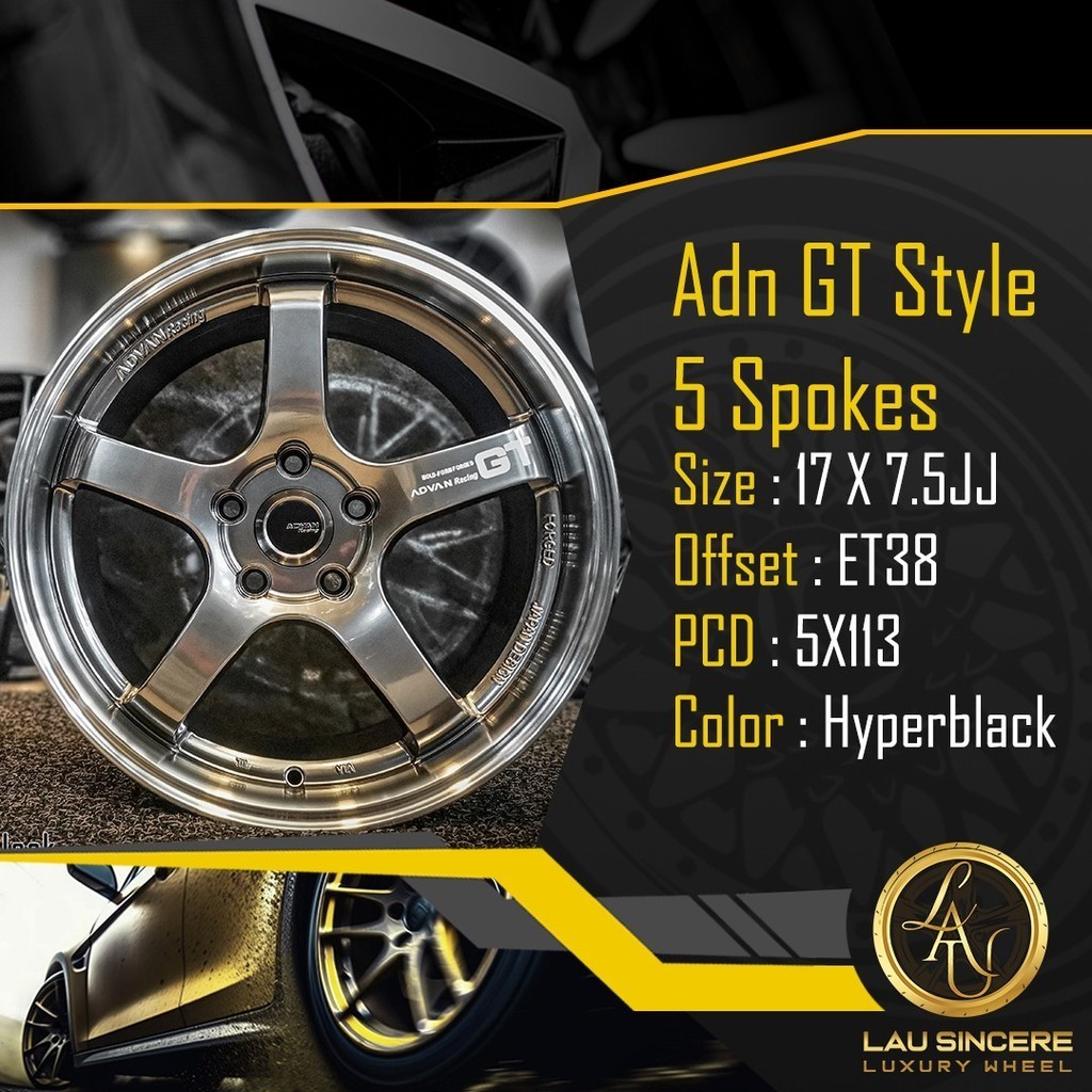 Adn GT Style 5 Spokes 17 X 7.5JJ 5X113 Hyperblack | Shopee Malaysia