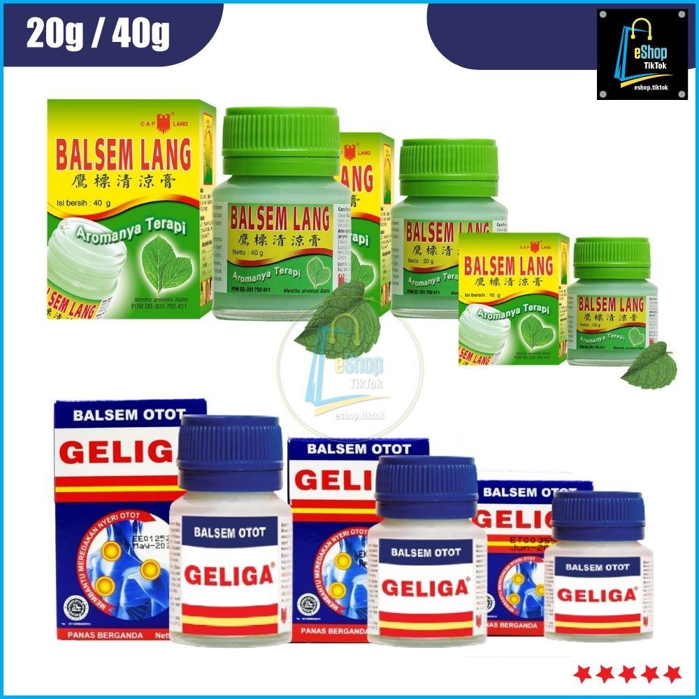 EAGLE BRAND EAGLE BALM COOLING MENTHOL 20g x 40g Geliga Muscular Balm ...