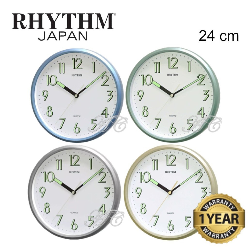 100% ORIGINAL RHYTHM Luminous Analogue Wall Clock (Jam Dinding ...