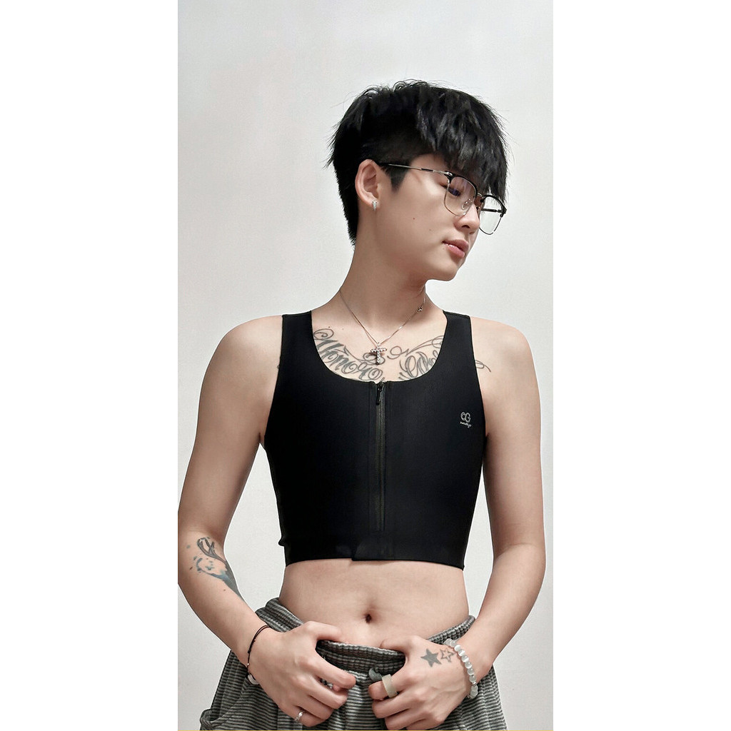 Zipper Chest Binder Trackless Zip Up Breast Binder Crop Top Underwear ...