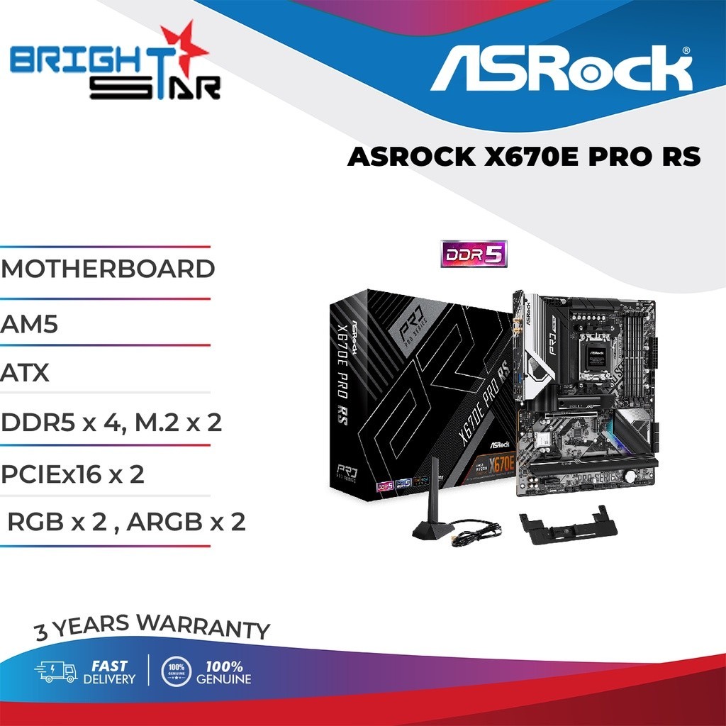 MOTHERBOARD ASROCK X670E PRO RS / AM5 / ATX / DDR5 x 4 / M.2 x 2 ...
