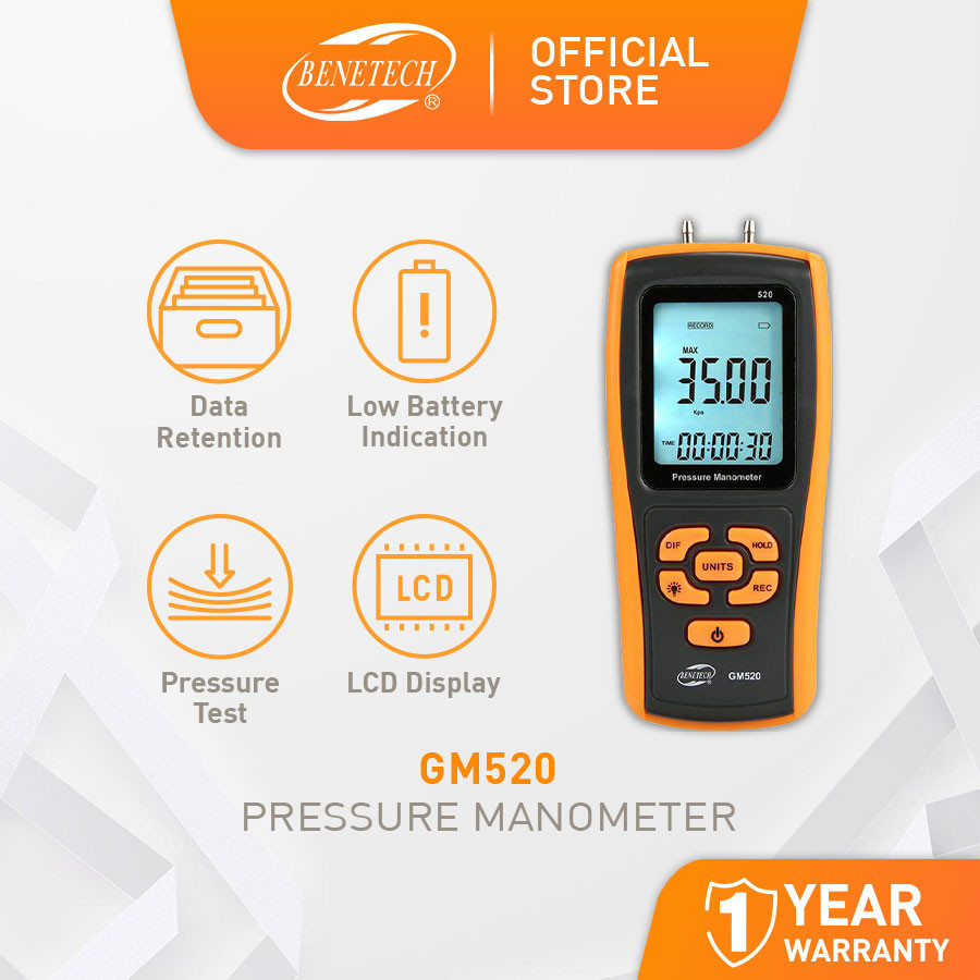 Benetech GM520 Professional Digital LCD Display Pressure Manometer / Gauge | Shopee Malaysia
