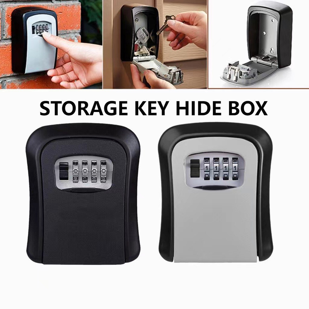 Portable Key Lock Box Wall Mount Key Safe Storage Lock Box 4 Digit ...
