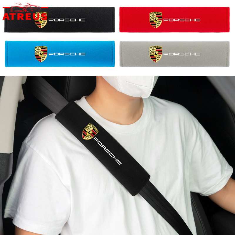 2Pcs Porsche Car Seat Safety Belt Shoulder Pad Plush Seatbelt Cover ...