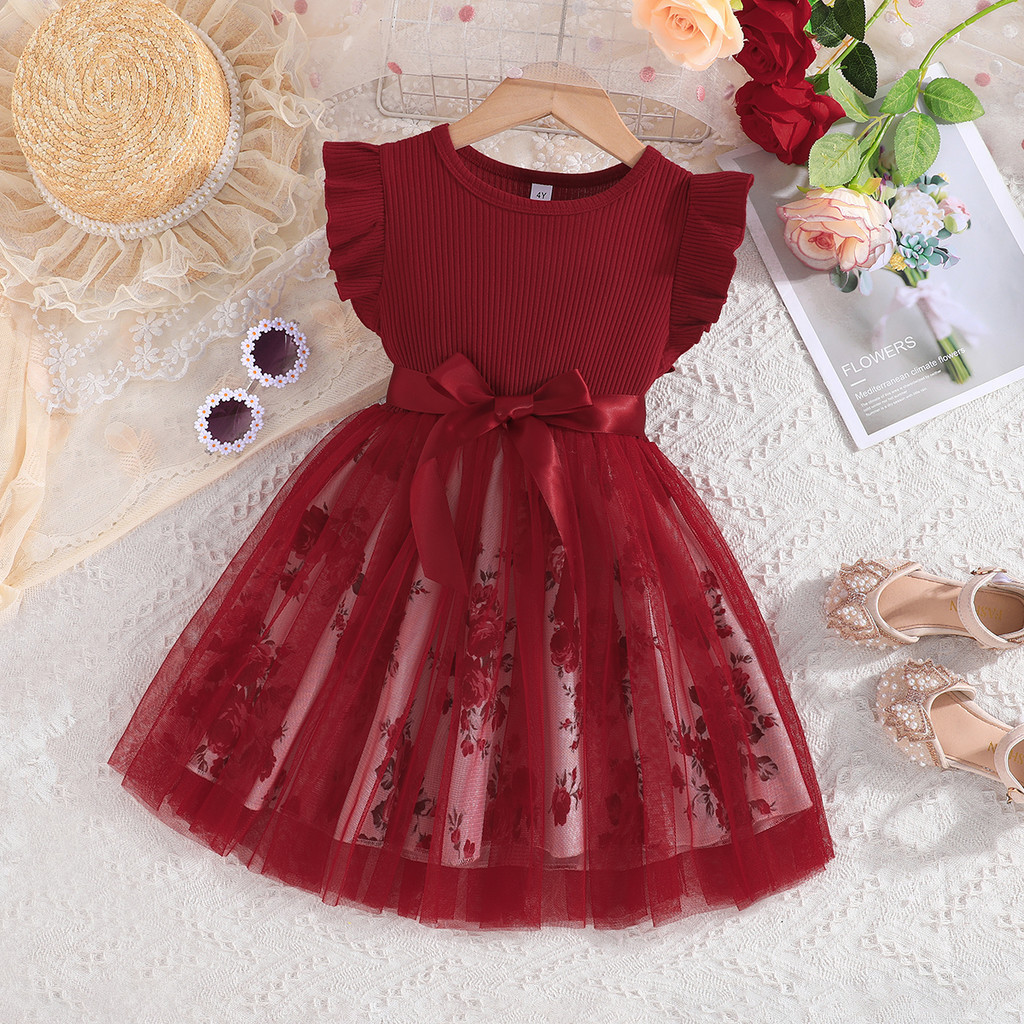 Baju Raya Budak Perempuan Pesta 3-7 Tahun Cotton Lengan Terbang Baby ...