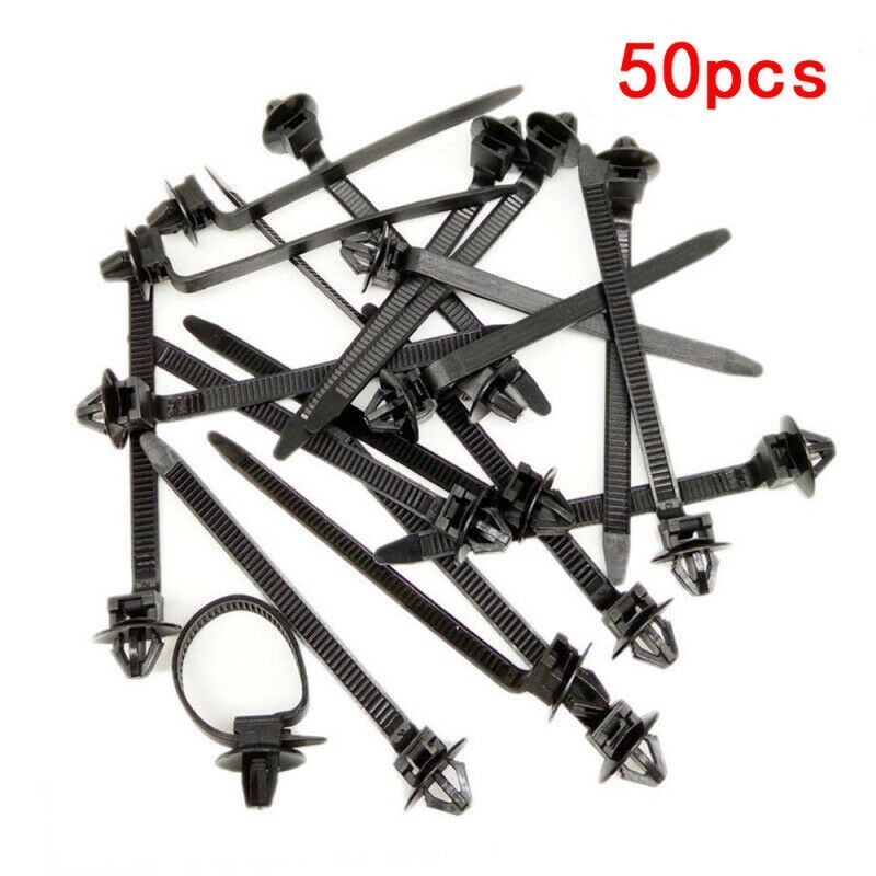 (MULSTORE) 50pcs Nylon Cable Tie Fastener Clips Car Loom Hose Clamp ...