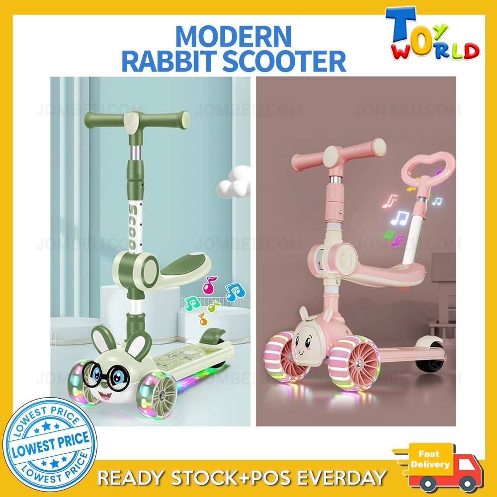 Foldable & Adjustable MODERN RABBIT SCOOTER Flashing Wheels Children ...