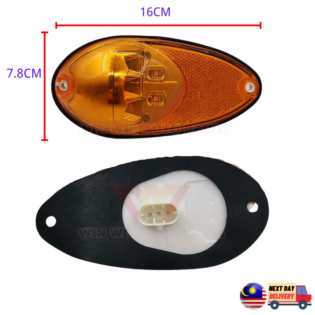 12V 24V LED LAMPU TEPI *WARNA : AMBER* SIDE LAMP SIGNAL LIGHT UNTUK ...