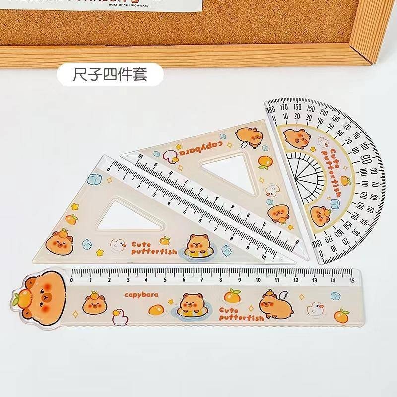 4 in 1 Cute Capybara Cartoon Ruler Stationery Set Multifunctional ...