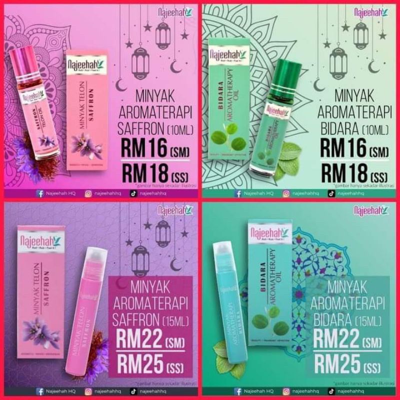 🔥𝗢𝗥𝗜𝗚𝗜𝗡𝗔𝗟 🇲🇾 | MINYAK BIDARA NAJEEHAH 10ML | BALSAM AROMATERAPI SAFRON ...