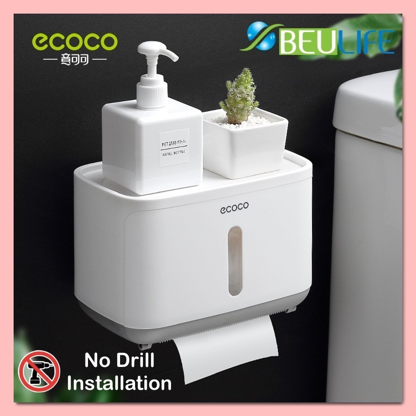 ECOCO Bathroom Wall Mounted Toilet Tissue Paper Roll Storage Box Holder ...