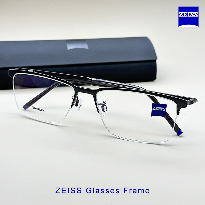 ZEISS Pure Titanium Glasses ZS22113 Fashion Half Rim Eyeglasses ...