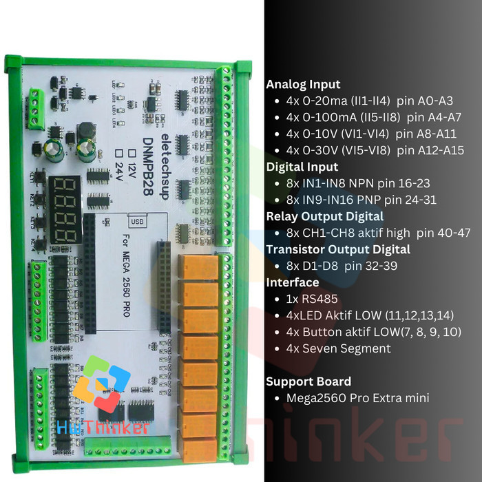 Module 8 Channel Relay Shield PLC Expansion RS485 DNMPB28 for Arduino ...