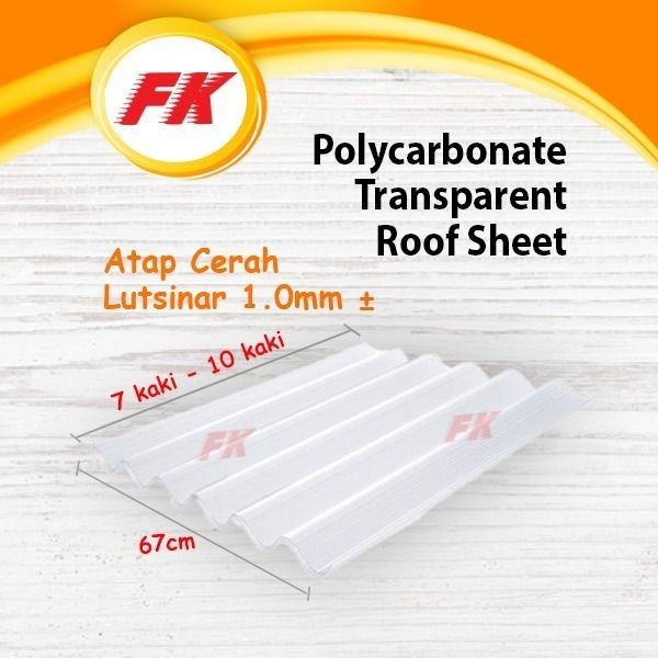 Atap Cerah Lutsinar 7FT - 10FT / Corrugated POLYCARBONATE TRANSPARENT ...