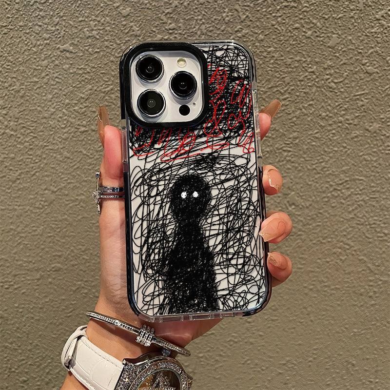 Doodle Black Shadow Cool Hard Shockproof Transparent Bumper Casing from ...