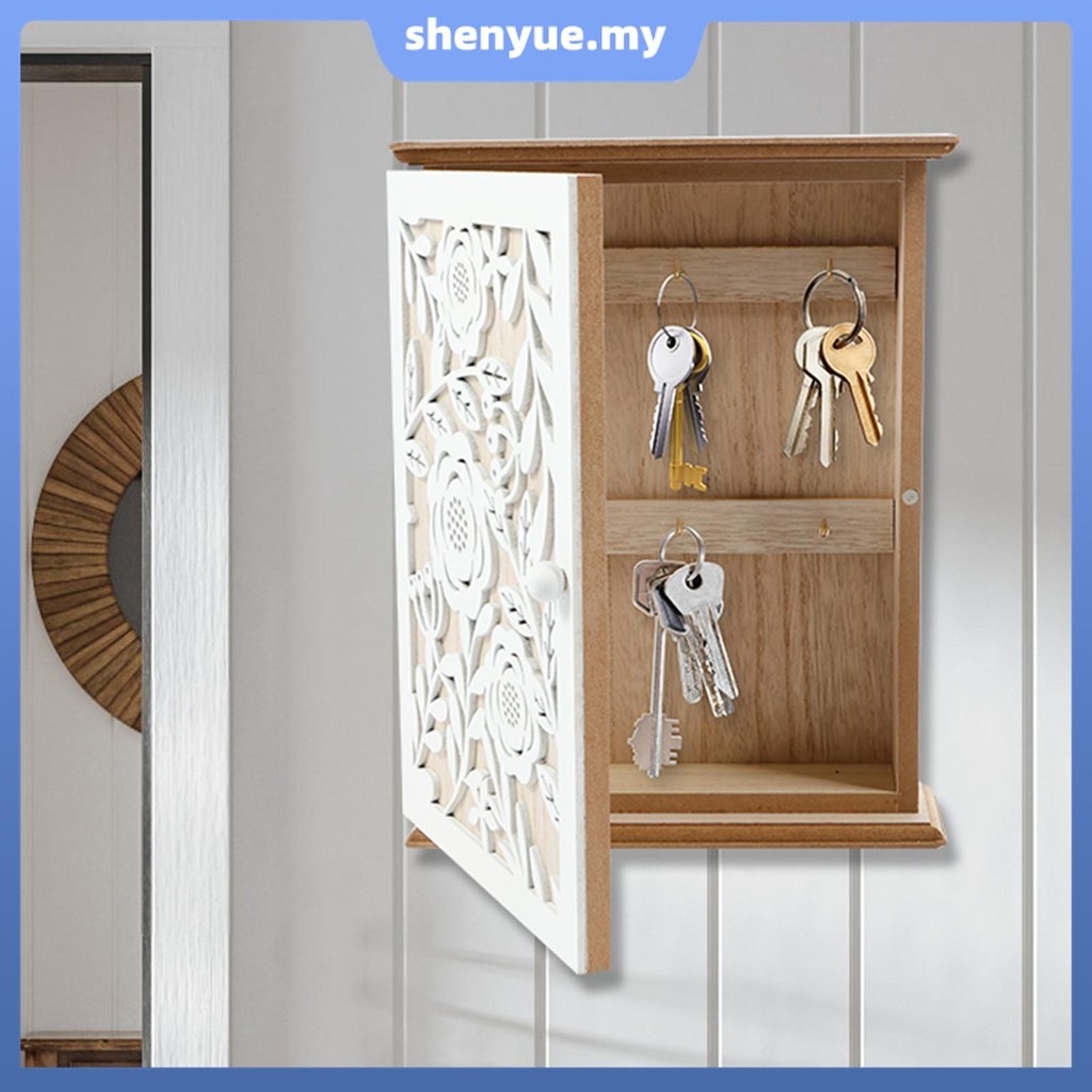 Wood Key Box Stylish Wall Key Holder Decorative Wood Key Cabinet ...
