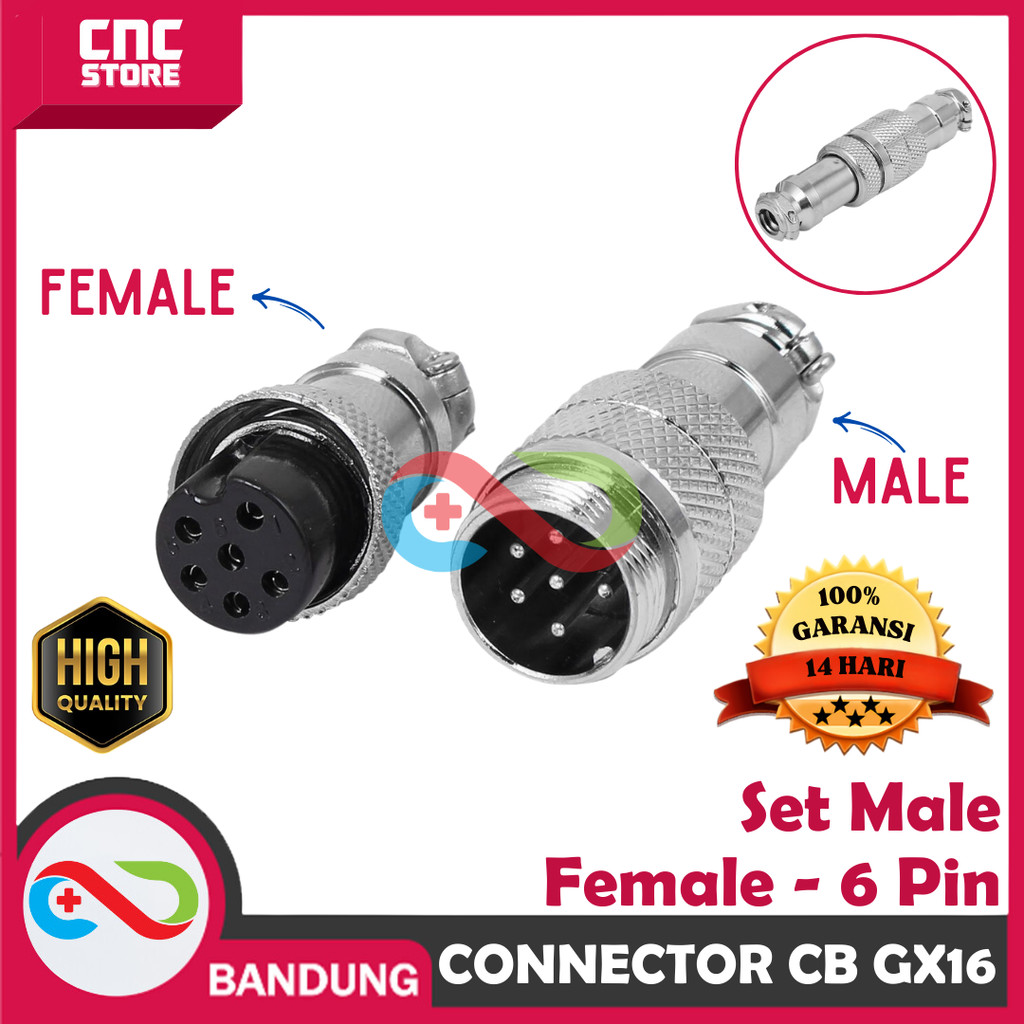 Aviation PLUG CONNECTOR CB GX16 16MM SET MALE FEMALE - 6 PIN | Shopee ...