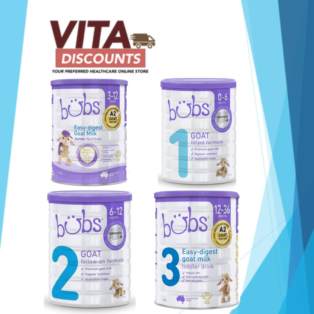 BUBS ADVANCE PLUS+ GOAT STAGE 1 / STAGE 2 / STAGE 3 /JUNIOR NUTRITION STAGE 4 800G EXP03/2026 ...