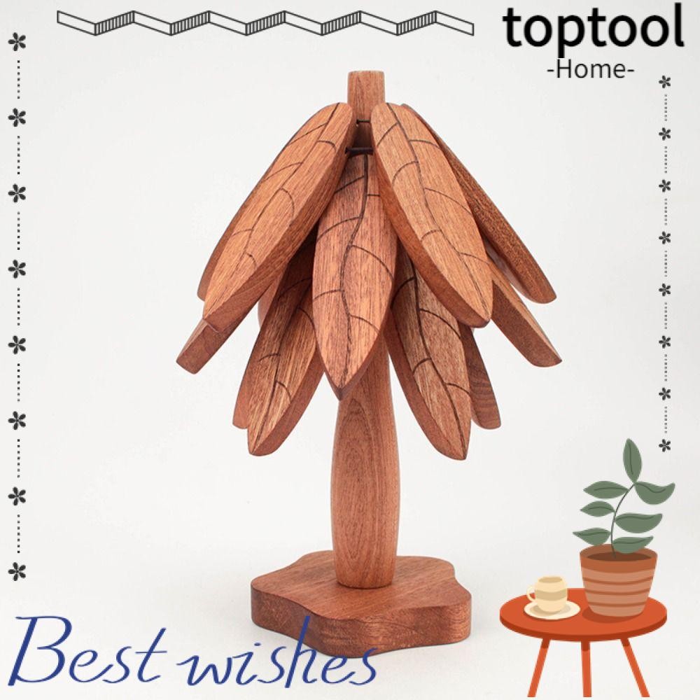 TOPTOOL Wooden Trivets Coasters Set, with Stand Decorative Wood Tree ...