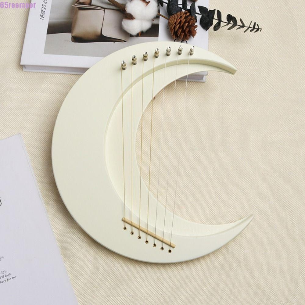 REEMOOR Crescent Moon Lyre, Wooden Mini 7 Strings Portable Lyra, Wood ...