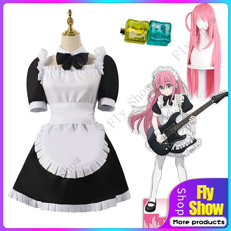 Gotou Hitori Cosplay Sexy Maid Uniform Dress Wig Anime Bocchi The Rock ...