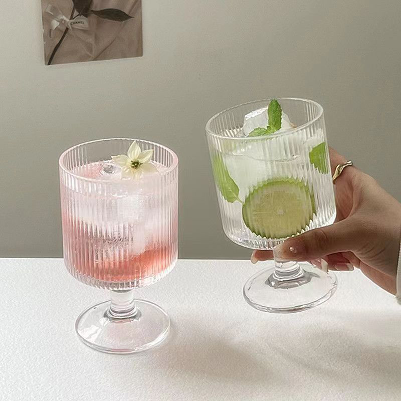 Eas Straight Vertical Striped Glass Cup Suitable For Coffee Latte Juice ...