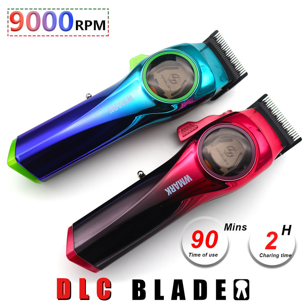 WMARK NG-9009 Professional Hair Clipper for Men - 9000RPM Magnetic Motor, Cordless USB Interface ...