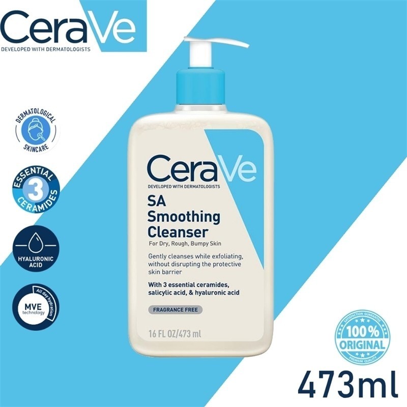CeraVe SA Smoothing Cleanser 473ml for Dry,Rough,Bumpy Skin | Shopee ...