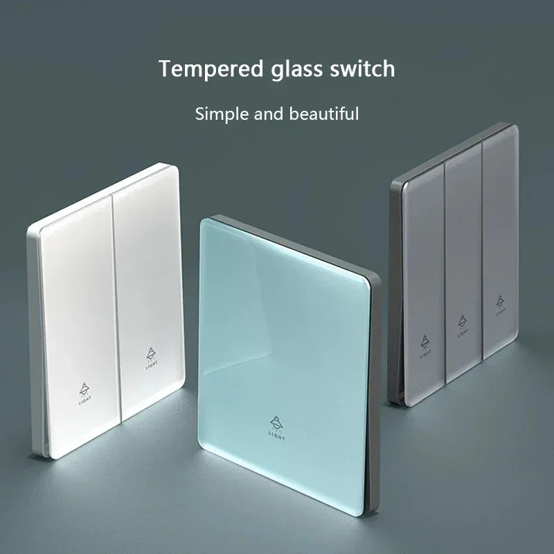 86 Type White Universal Wall Light Switch Tempered Glass EU Korea ...