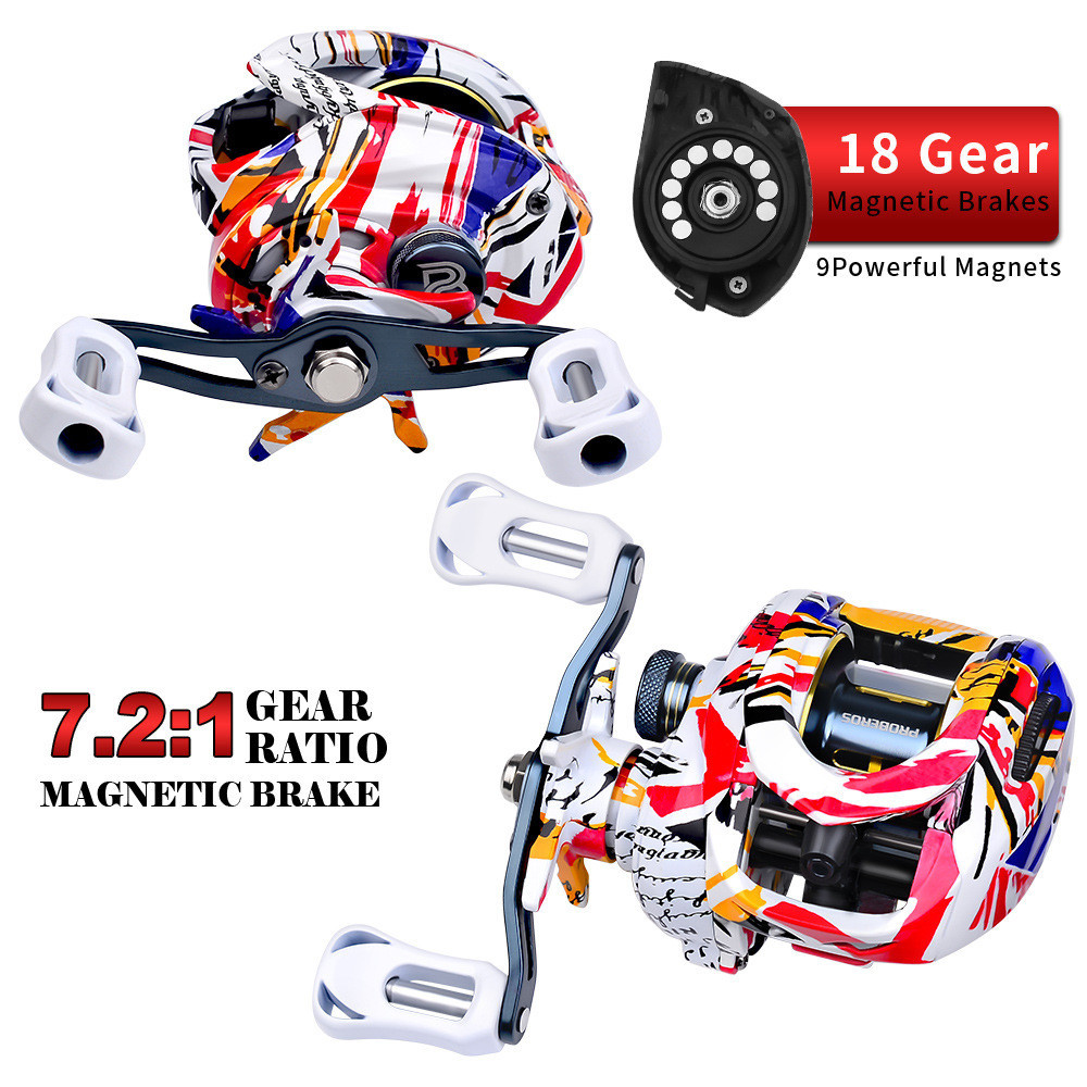 Proberos Fishing Reel Casting Bc 7.2:1 Gear Ratio Metal Colorful ...