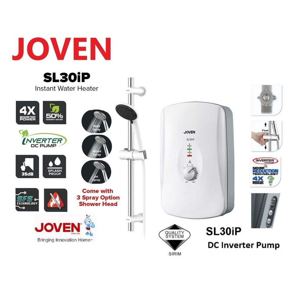 Joven SL30iP (White) Instant Water Heater with DC Silent Pump | Shopee ...